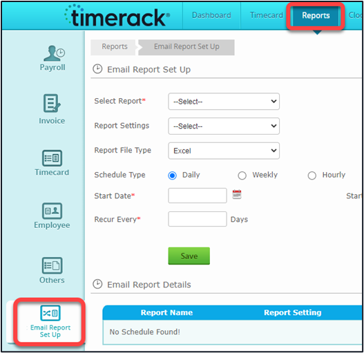 Schedule Email Reports : Timerack