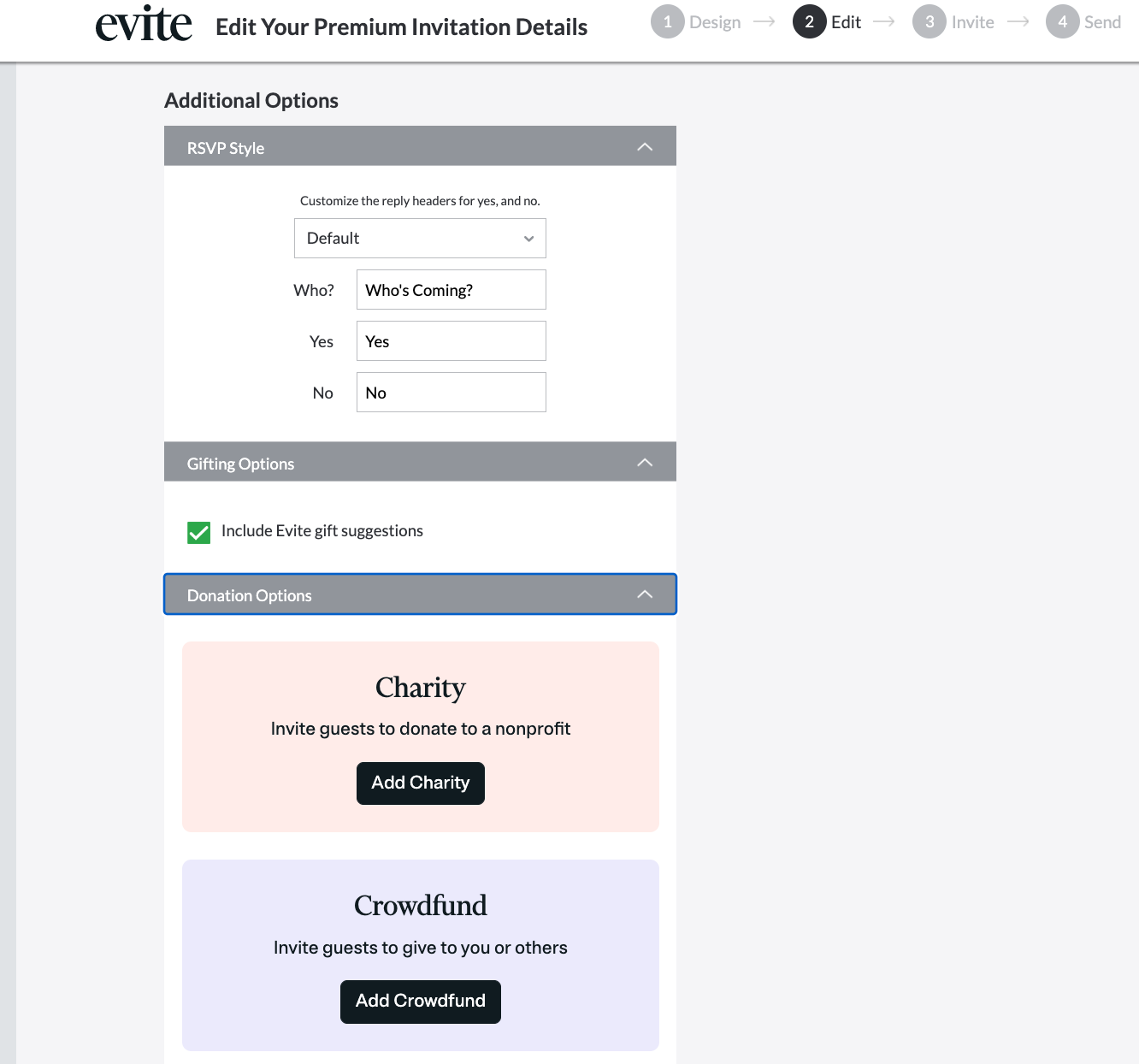 Create Premium Invitation : Evite