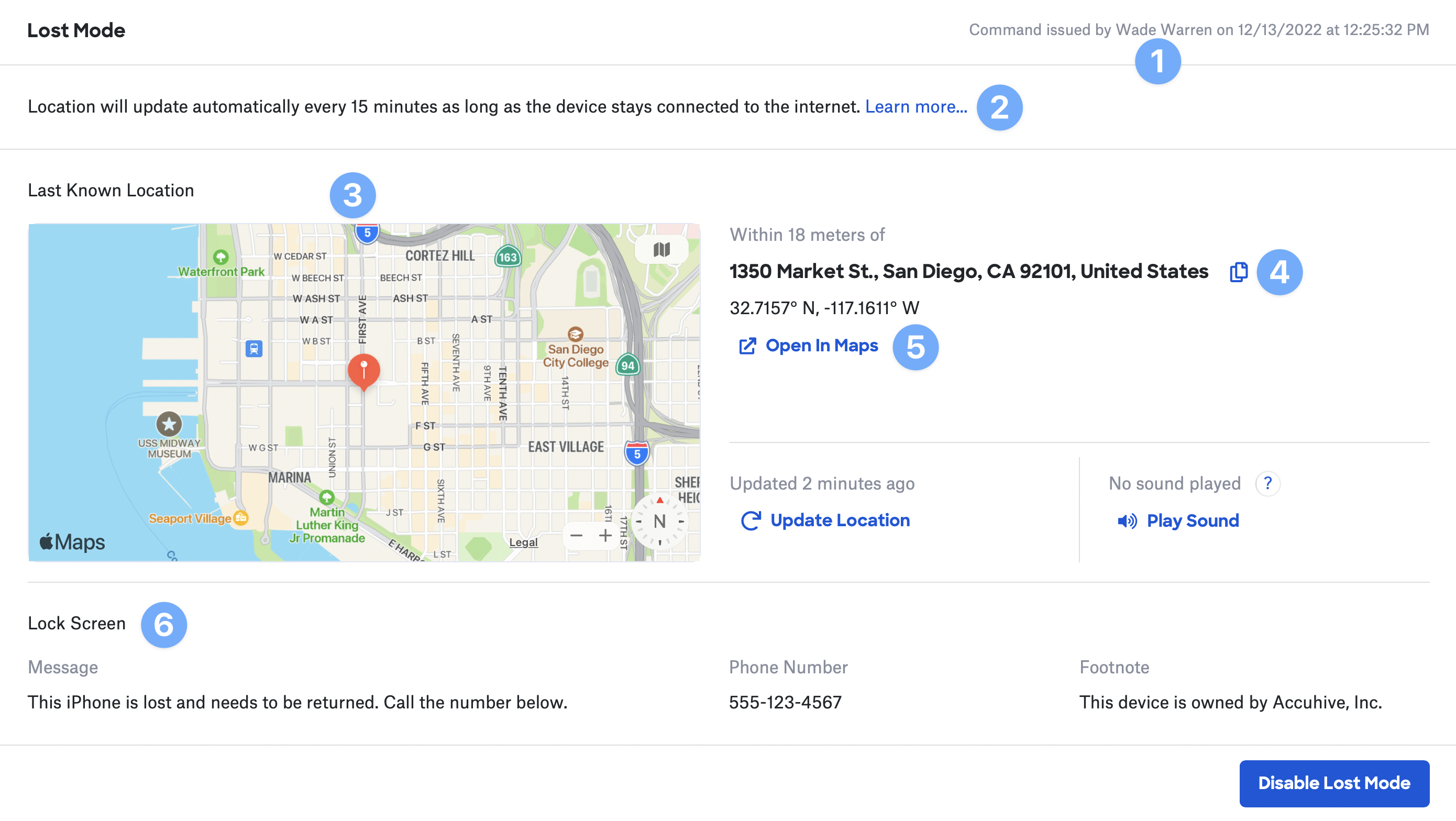 Enable Lost Mode : Kandji