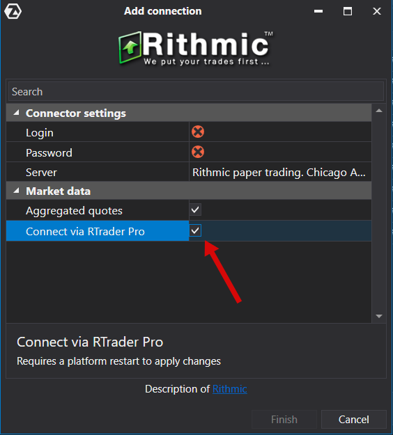 Connecting to Rithmic