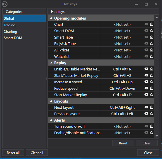 Hot Keys Configuration
