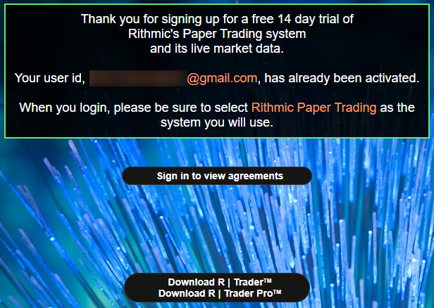 Rithmic Demo Registration