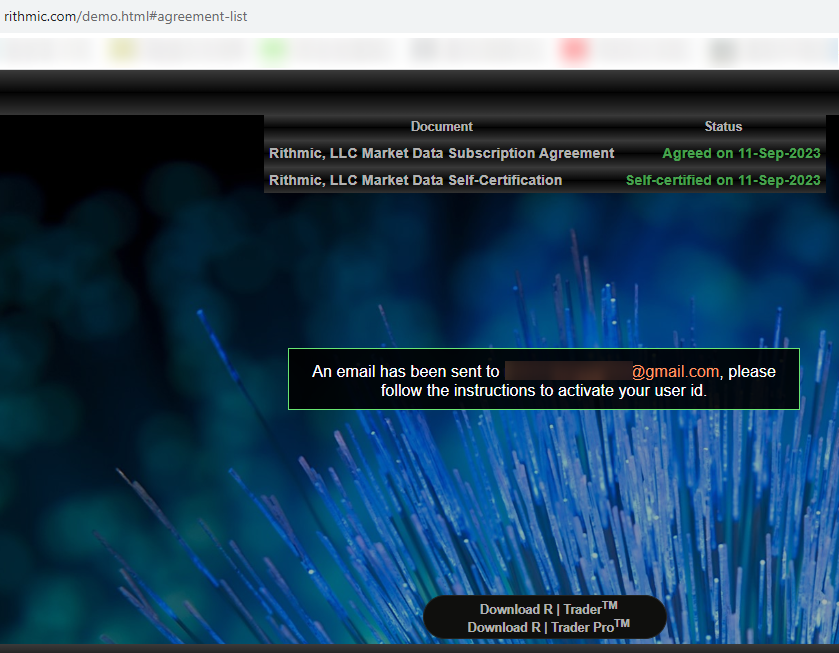 Rithmic Demo Registration