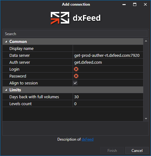 Connecting to dxFeed