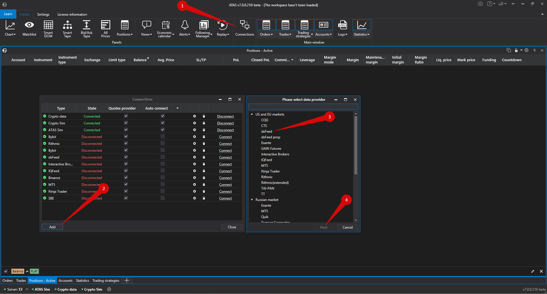 Connecting to dxFeed