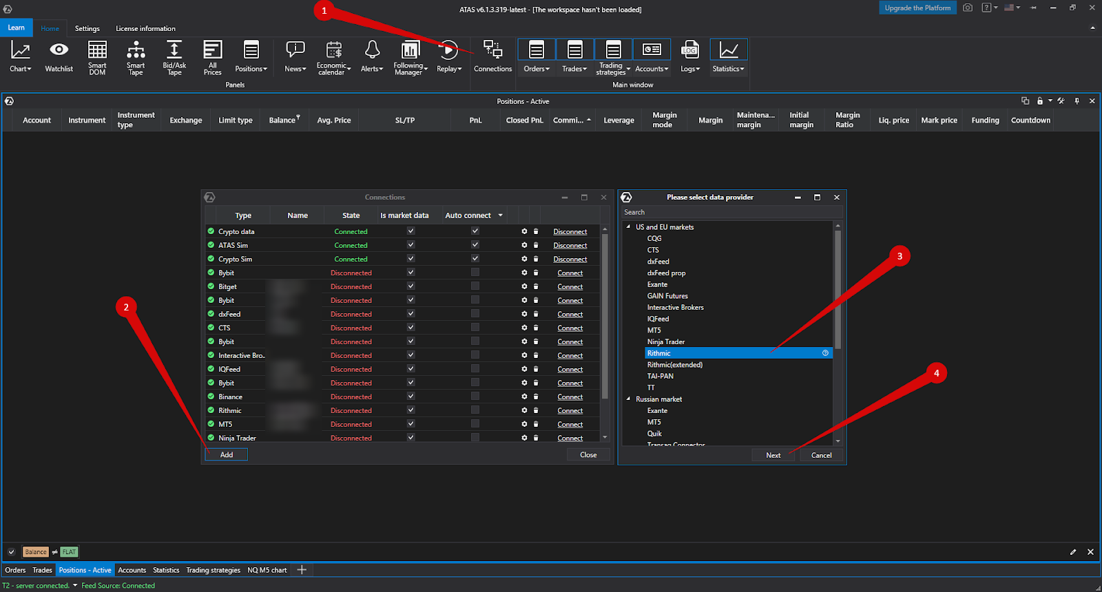 Verbindung zu Rithmic