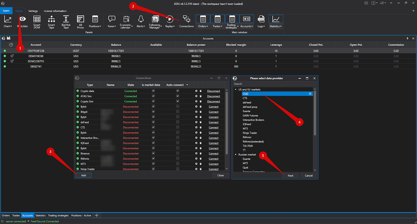 Connecting to CQG/Continuum