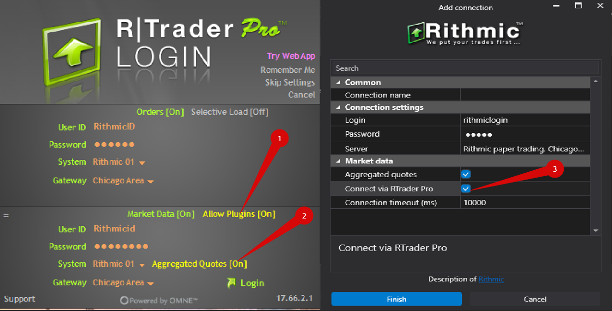 Connecting to Rithmic : ATAS