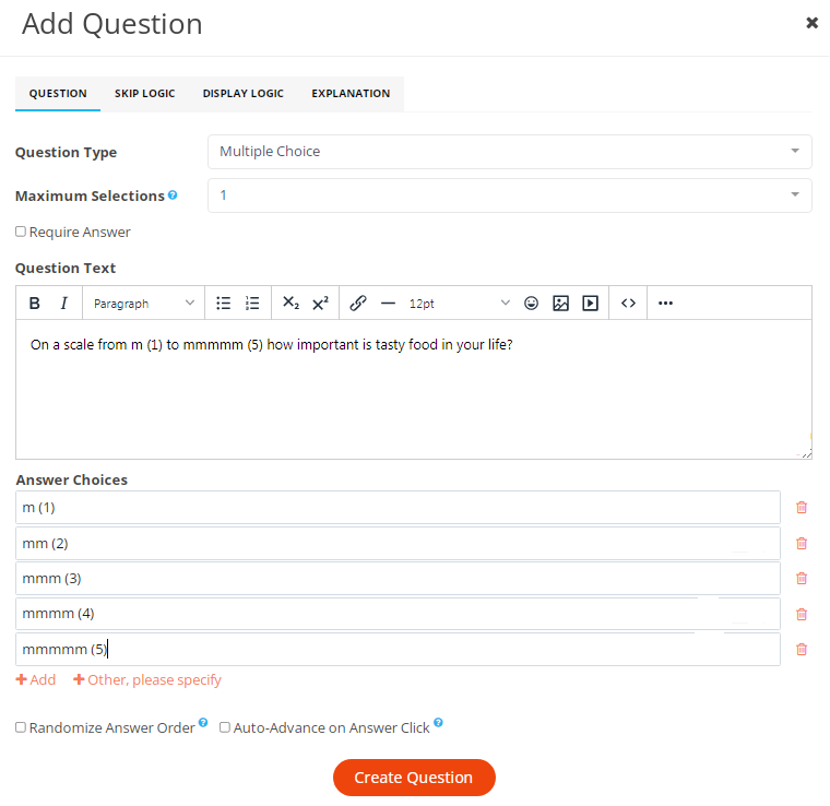 Create a Survey/Form : Helpdesk