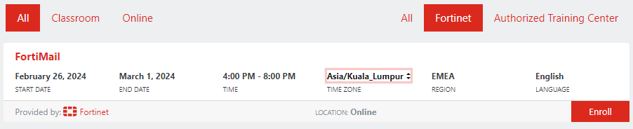 Navigating the Fortinet Training Institute Schedule Page : Help Desk