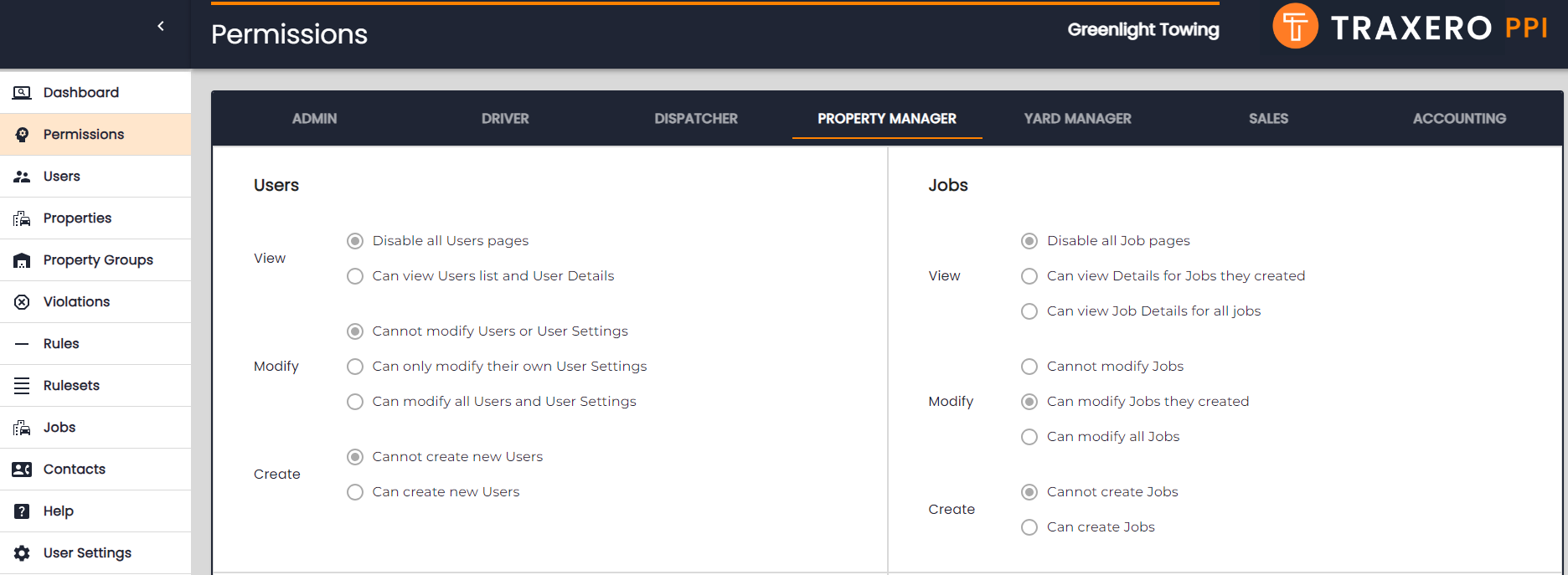 Users/Permissions : Dispatch Anywhere