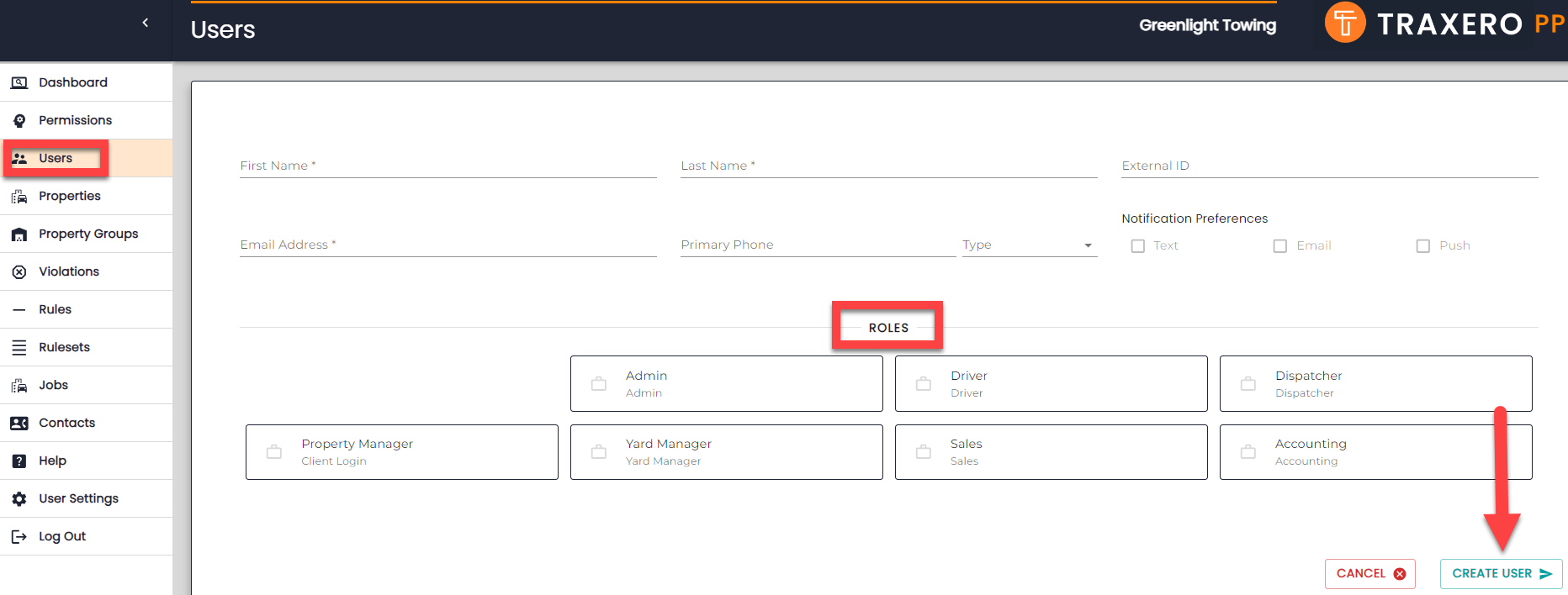 Users/Permissions : Dispatch Anywhere