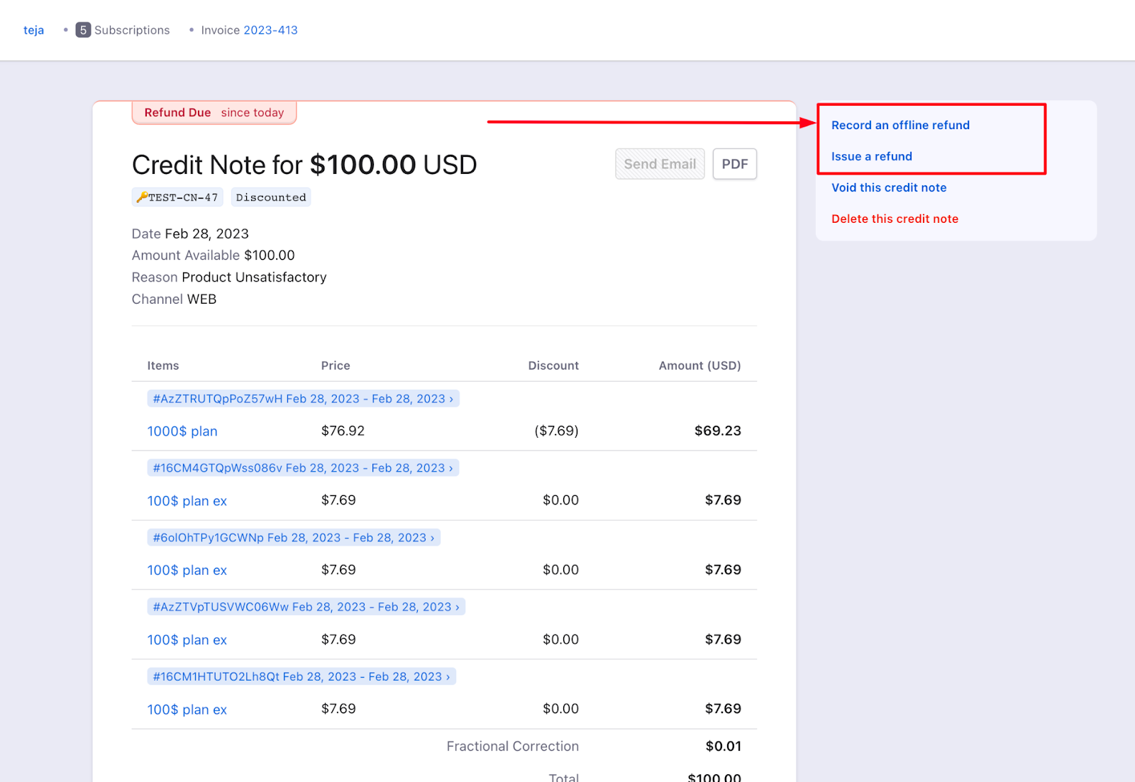 How can I refund the refundable credits available for a customer ...