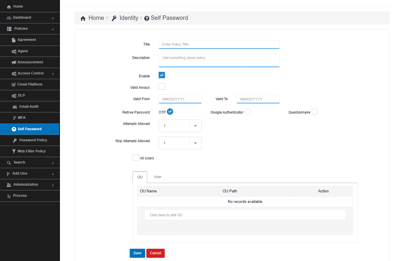 Self Password Policy : Plurilock AI Helpdesk