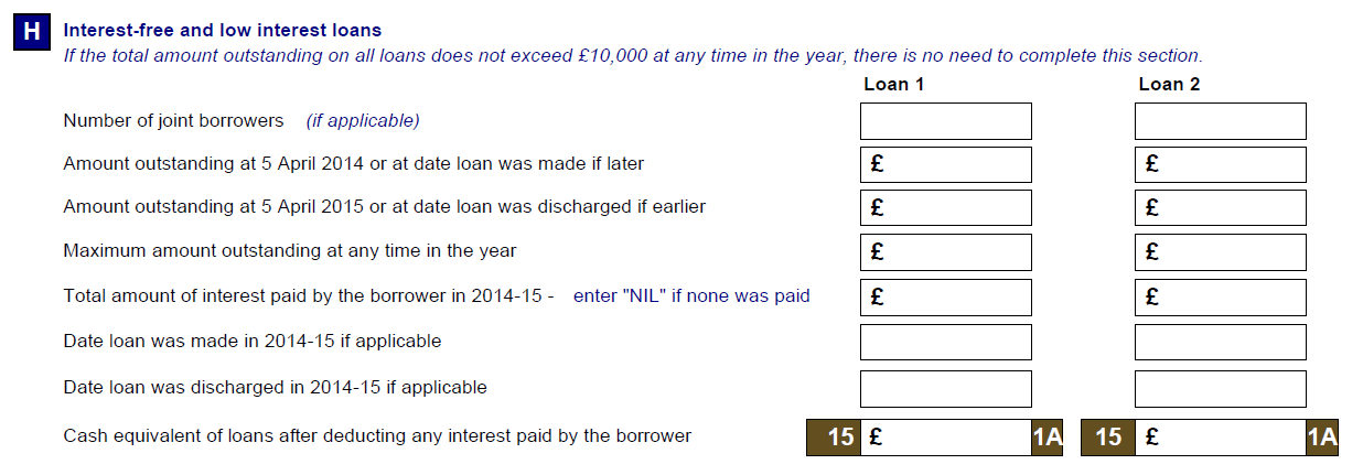 Section H - Loans : P11D Organiser