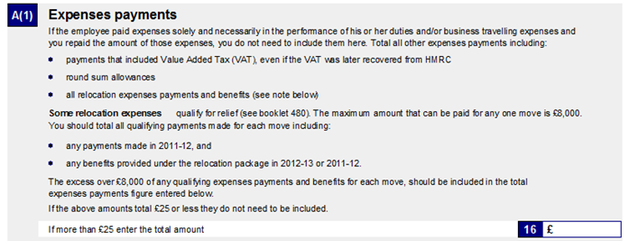 Section N - Expenses payments made to or on behalf of the employee ...