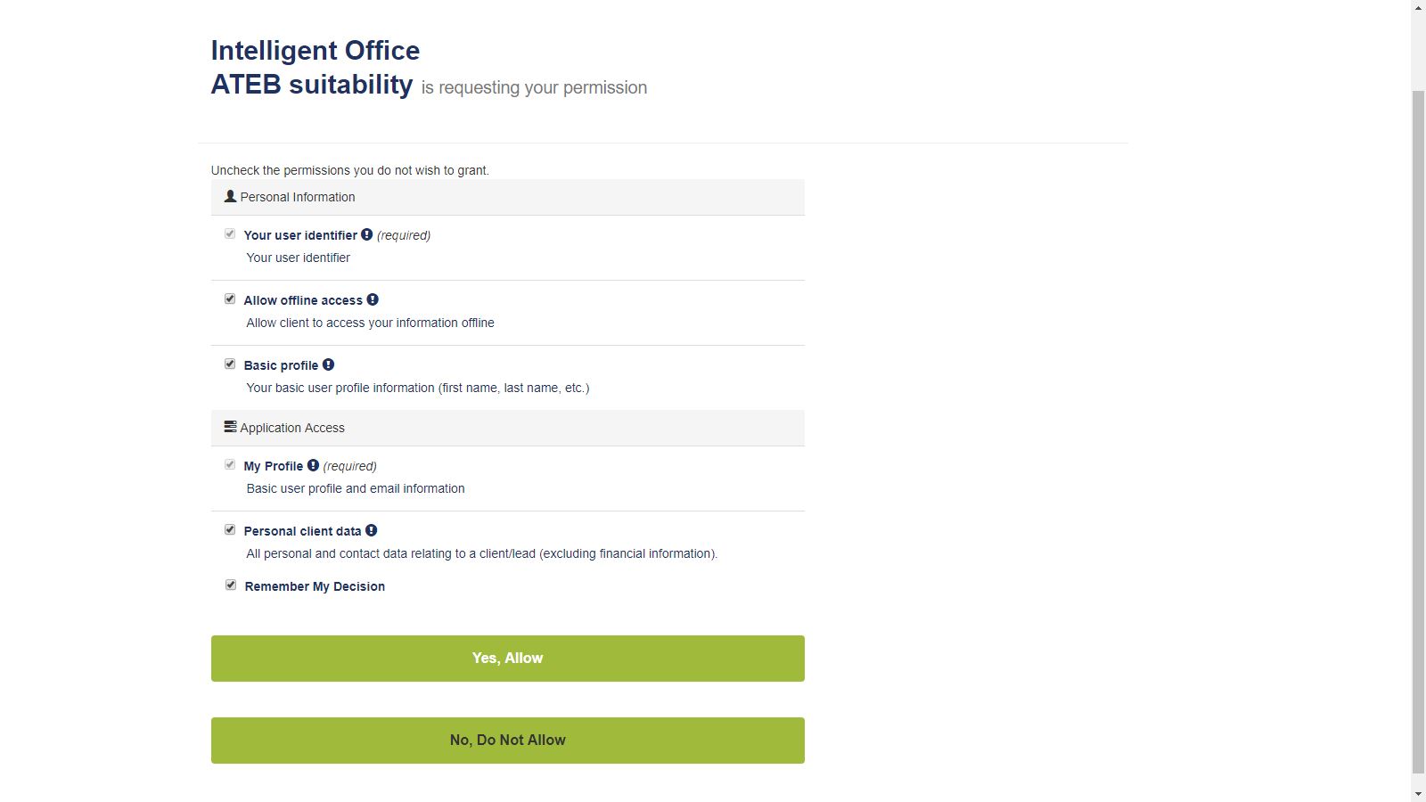 Initial setup of Intelligent Office/ATEB integration