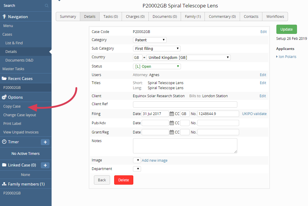 Copy a Case : Help Centre