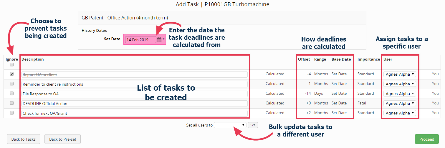 Add an Office Action/ Set Date Pre-set : Help Centre