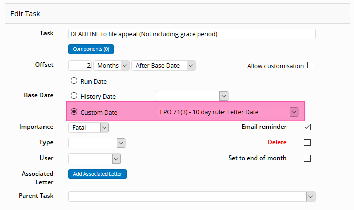 Pre-set Task Custom Dates : Help Centre