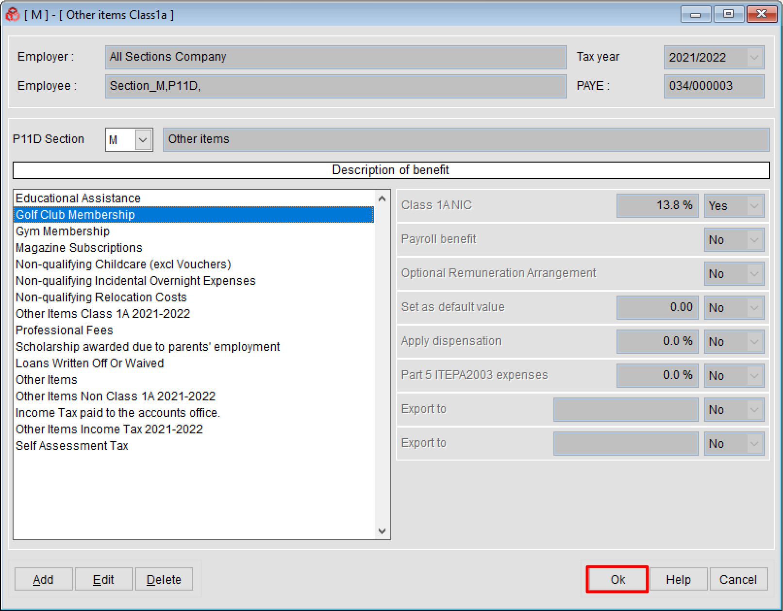 Section M - Other Items - Entering Data Manually : P11D Organiser