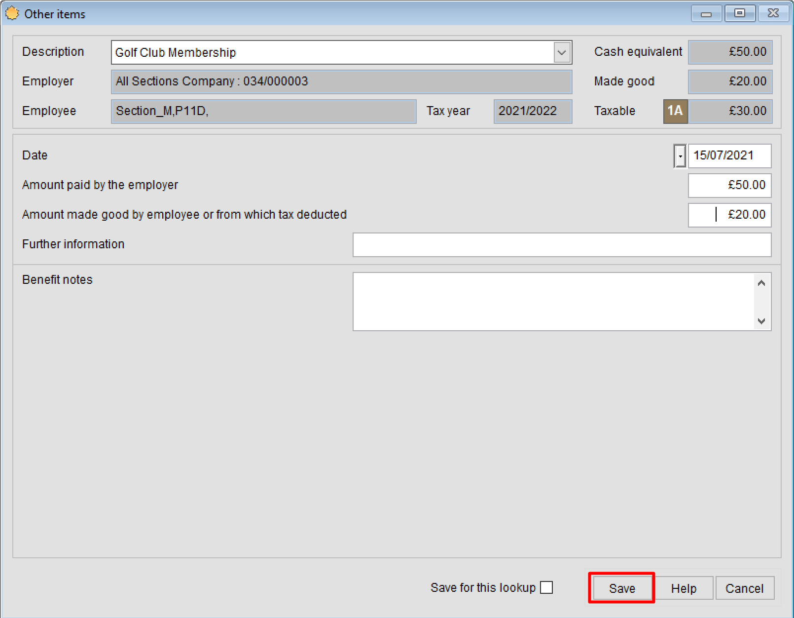 Section M - Other Items - Entering Data Manually : P11D Organiser