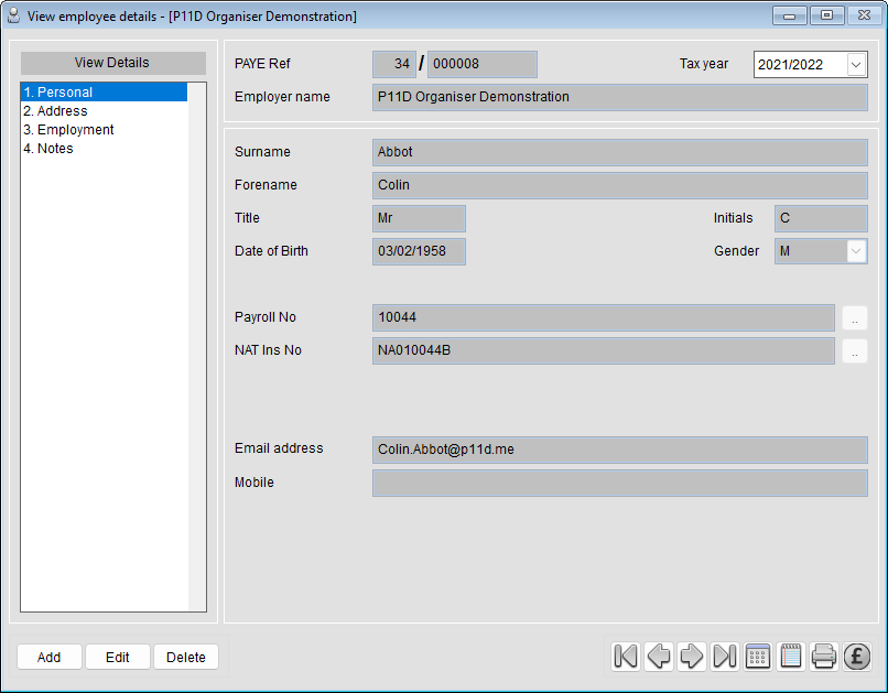 P11D Organiser Quick Start Guide : P11D Organiser
