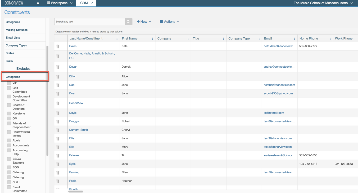 How do I see everyone that has a certain category? : DonorView