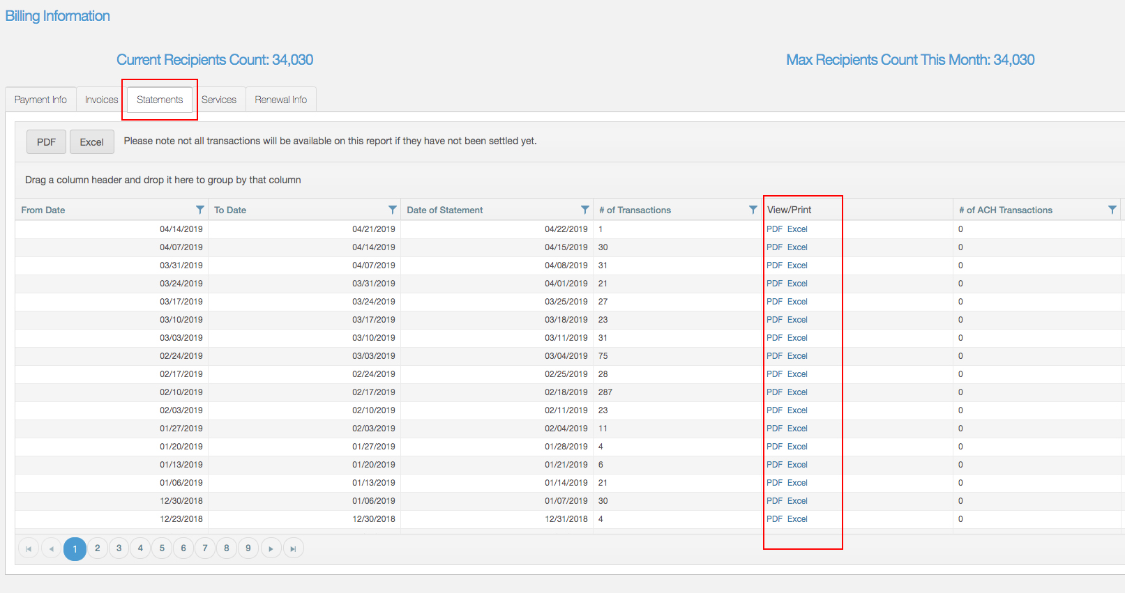 Where can I view my weekly transaction statements? : DonorView