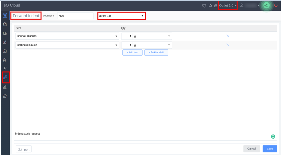 In eZee Optimus POS system how indent work? : eZee Cloud Product Support