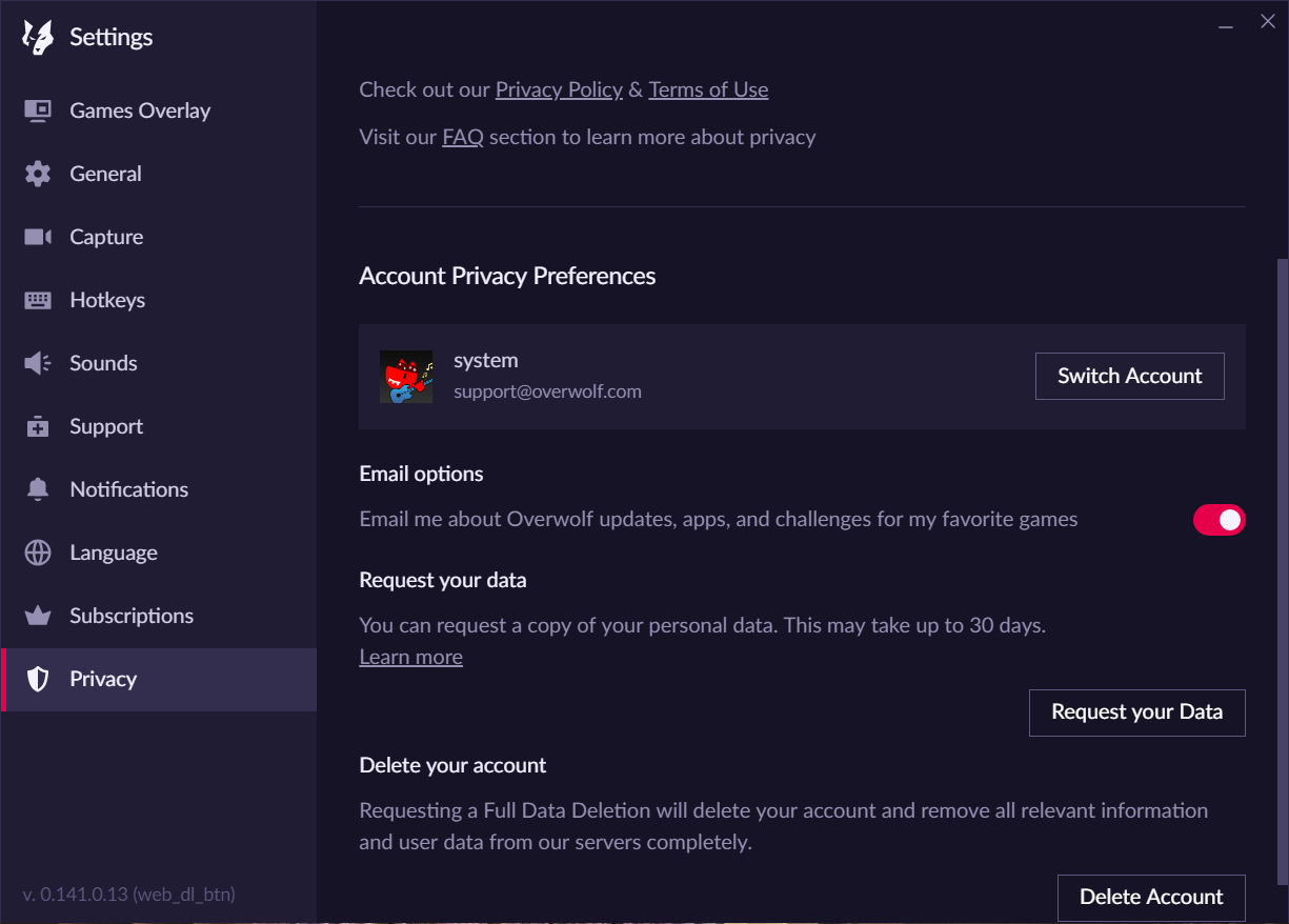 Deleting Your Overwolf Account and Related Data: CurseForge support