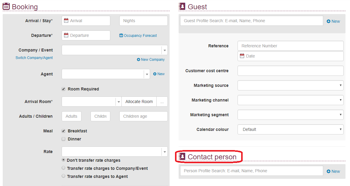 Booking Contact Person : Support Center