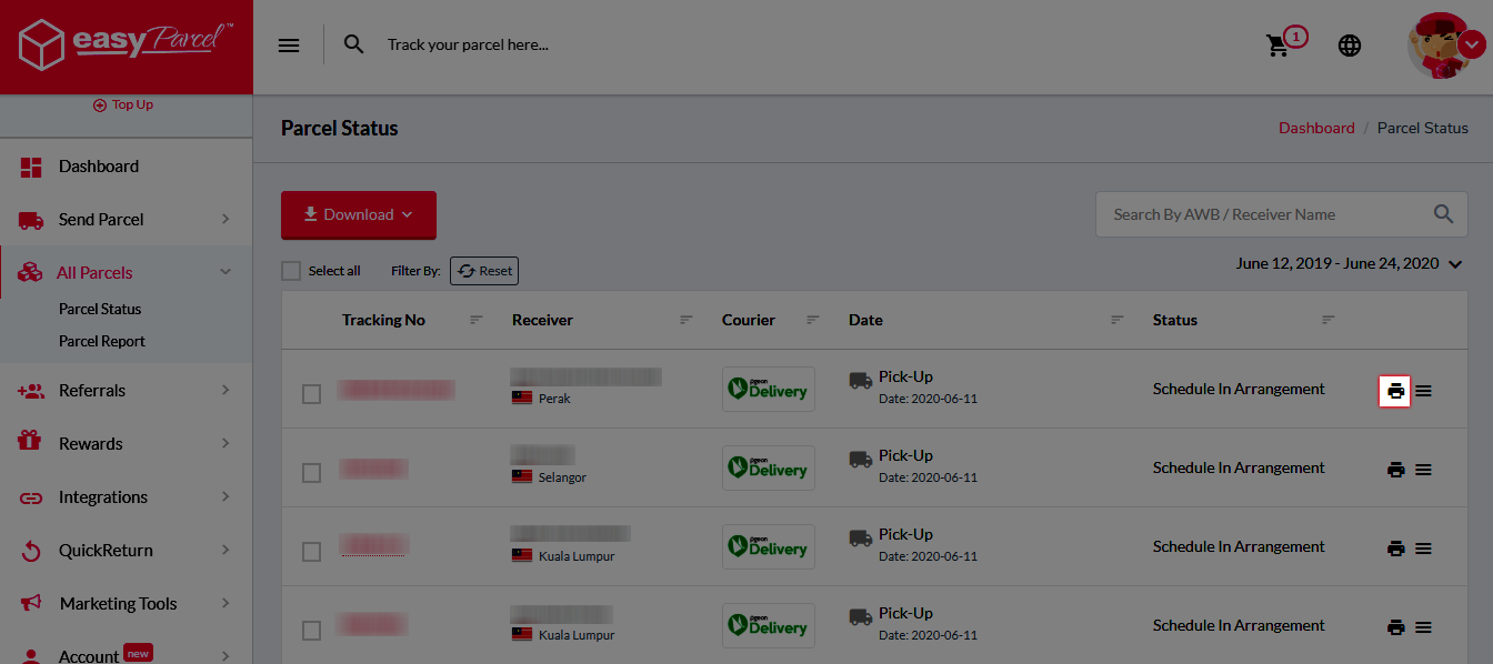 How to download and print shipping documents? : EasyParcel (Malaysia ...