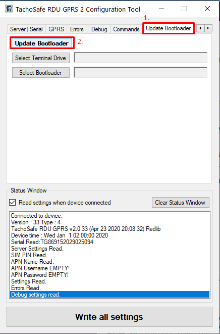 GPRS2 update bootloader