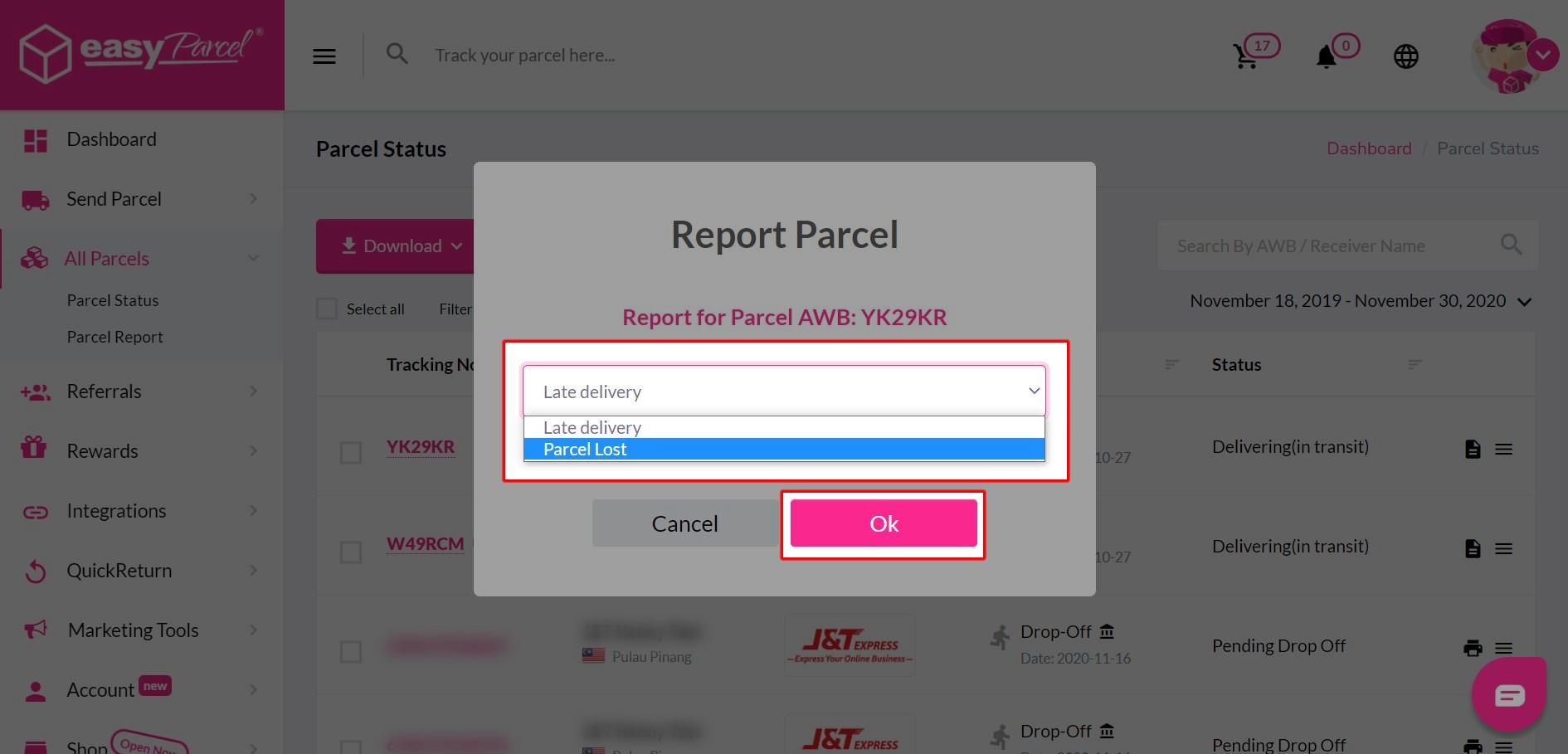 What should i do if shipment lost? : EasyParcel (Singapore) Help Centre
