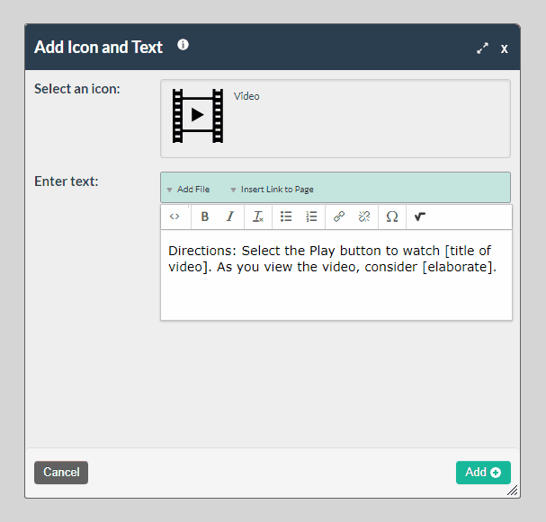how-do-i-add-an-icon-and-text-coursearc