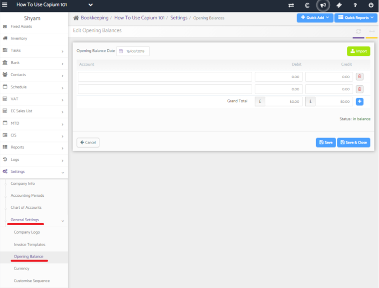 A complete walkthrough of Bookkeeping : Capium Support