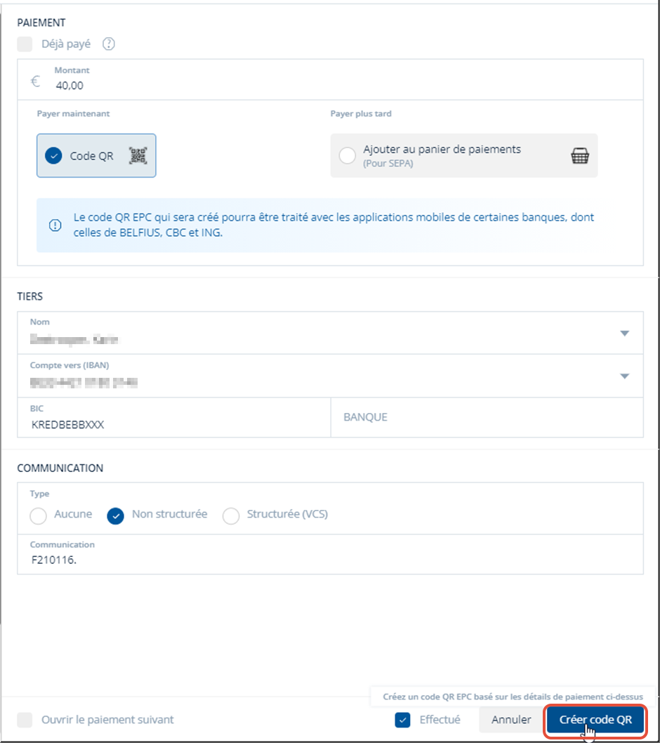 Utiliser le code QR comme mode de paiement : Accounting Platform