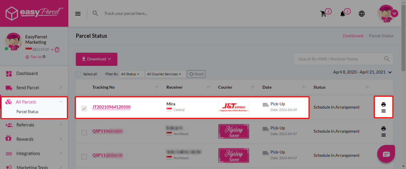 How to create domestic shipments via Single Parcel? : EasyParcel ...