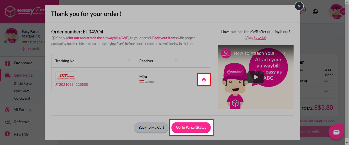 How to create domestic shipments via Single Parcel? : EasyParcel ...
