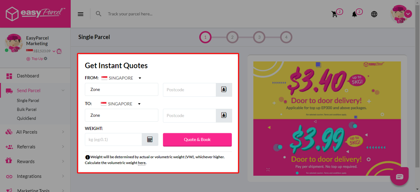 How to create domestic shipments via Single Parcel? : EasyParcel ...