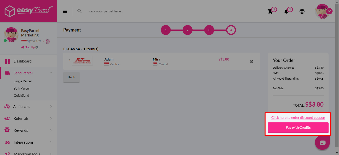 How to create domestic shipments via Single Parcel? : EasyParcel ...