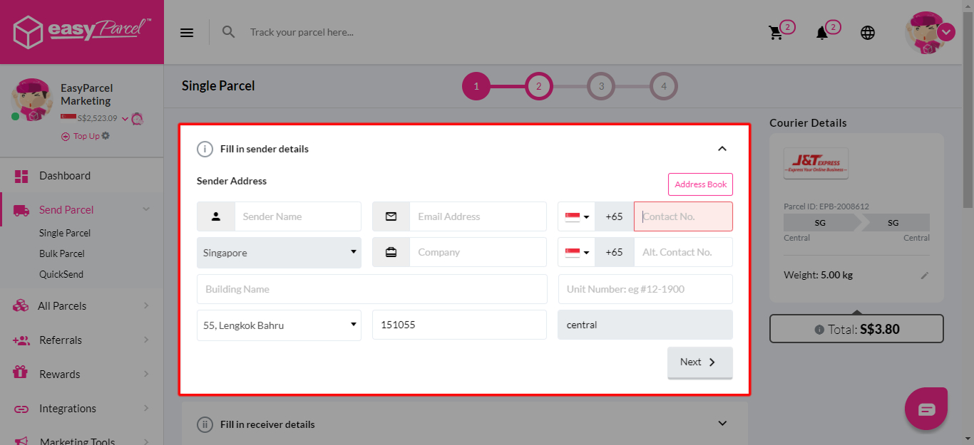How to create domestic shipments via Single Parcel? : EasyParcel ...