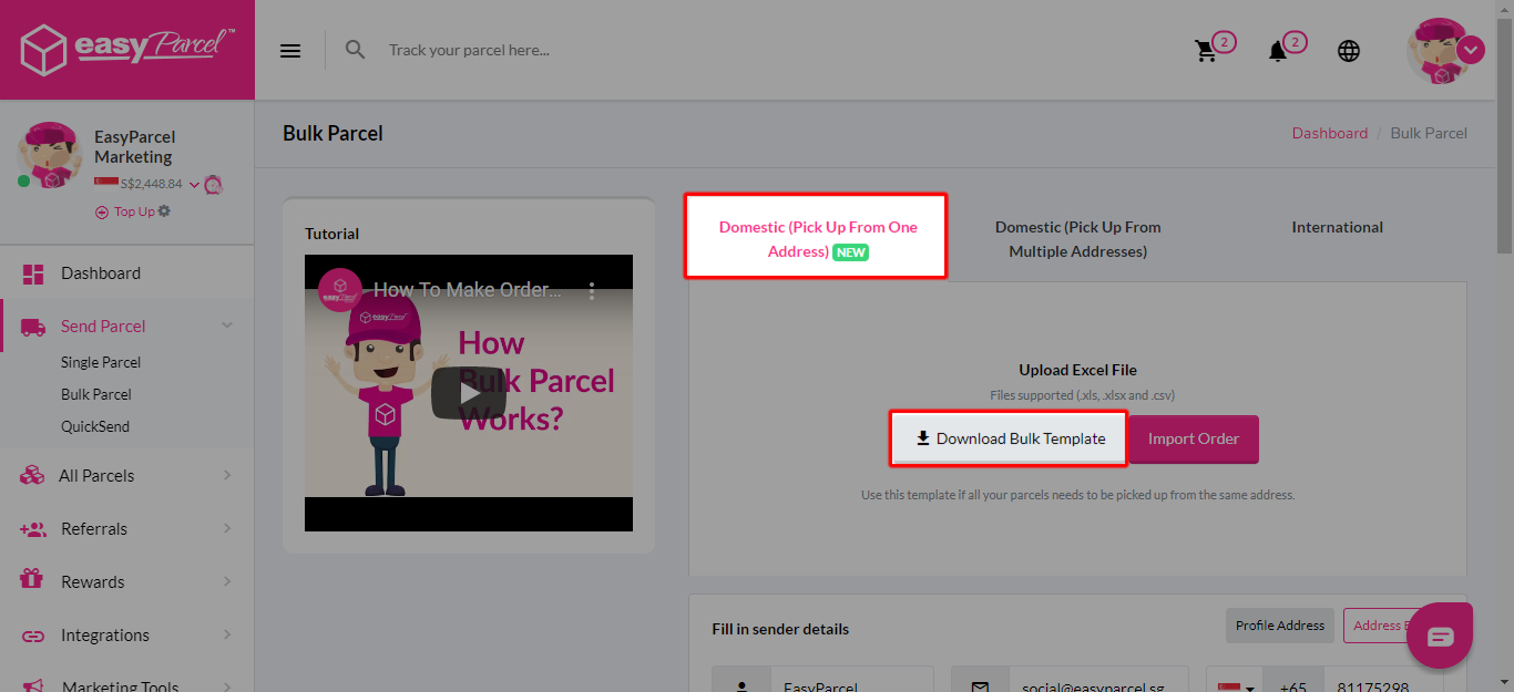 How to create domestic shipments via File Upload (Bulk Parcel ...