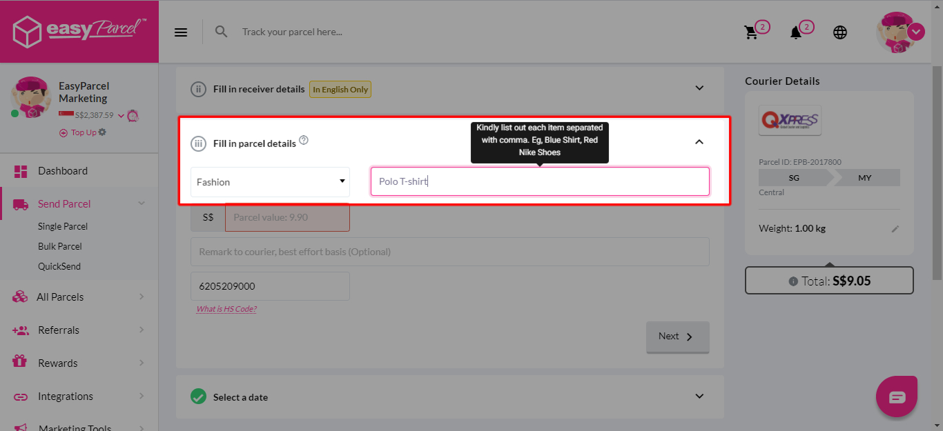 What is parcel category and parcel content? : EasyParcel (Singapore ...
