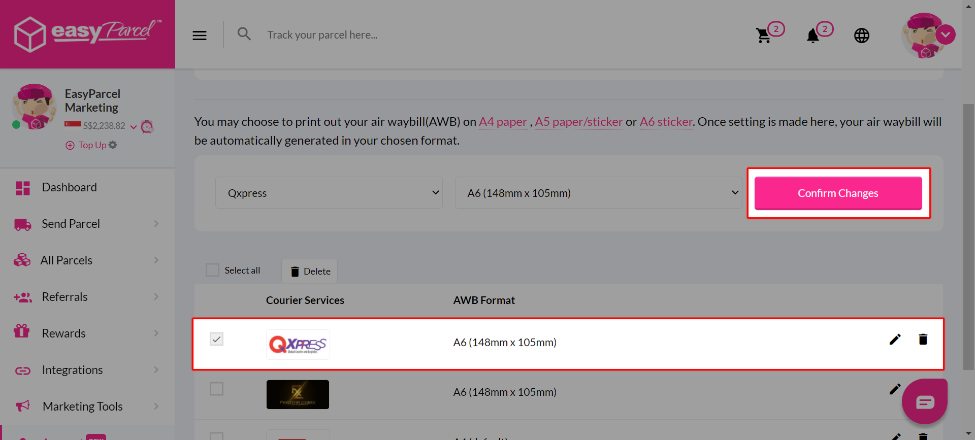 How to change AWB Format to A4 or A6 size? : EasyParcel (Singapore ...