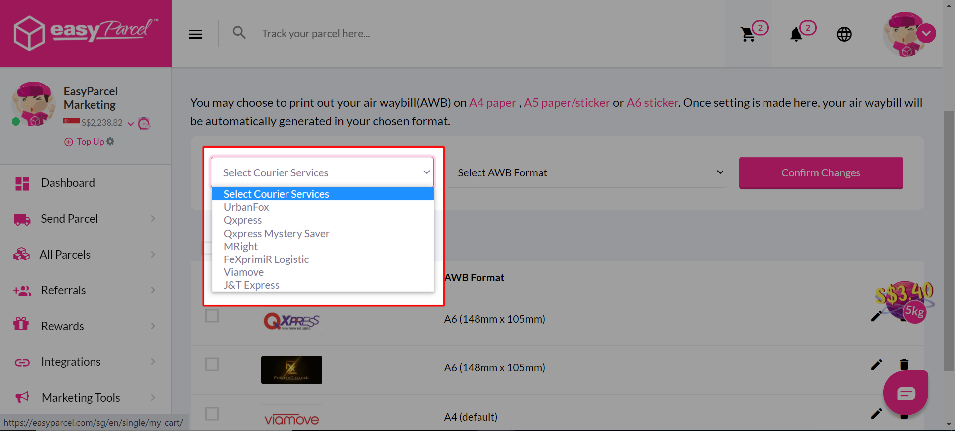 How to change AWB Format to A4 or A6 size? : EasyParcel (Singapore ...