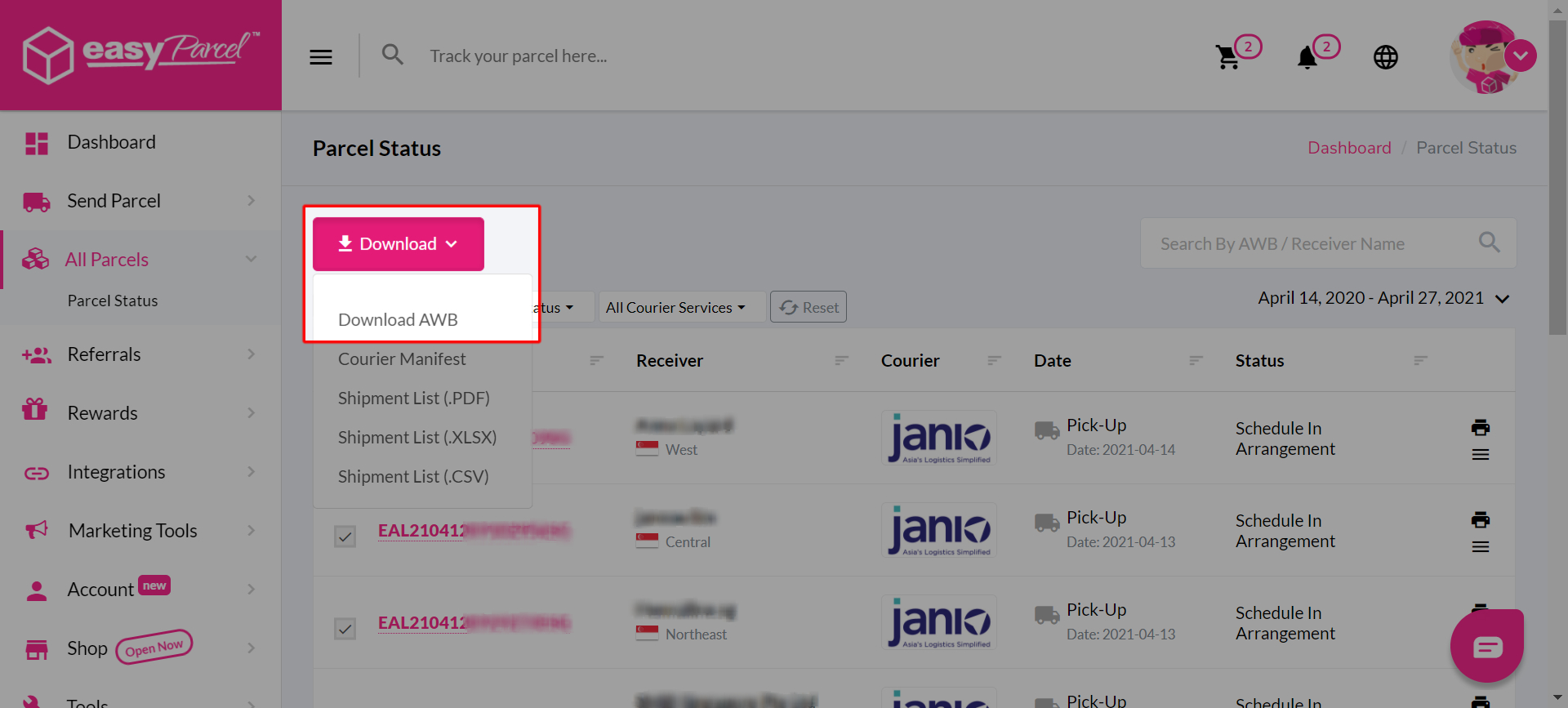 How to download and print shipping documents? : EasyParcel (Singapore ...