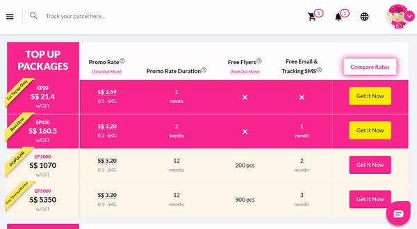 What is EasyParcel Top Up packages? : EasyParcel (Singapore) Help Centre