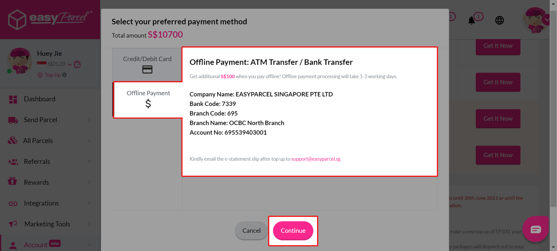 How do I top up offline via ATM or bank transfer? : EasyParcel ...